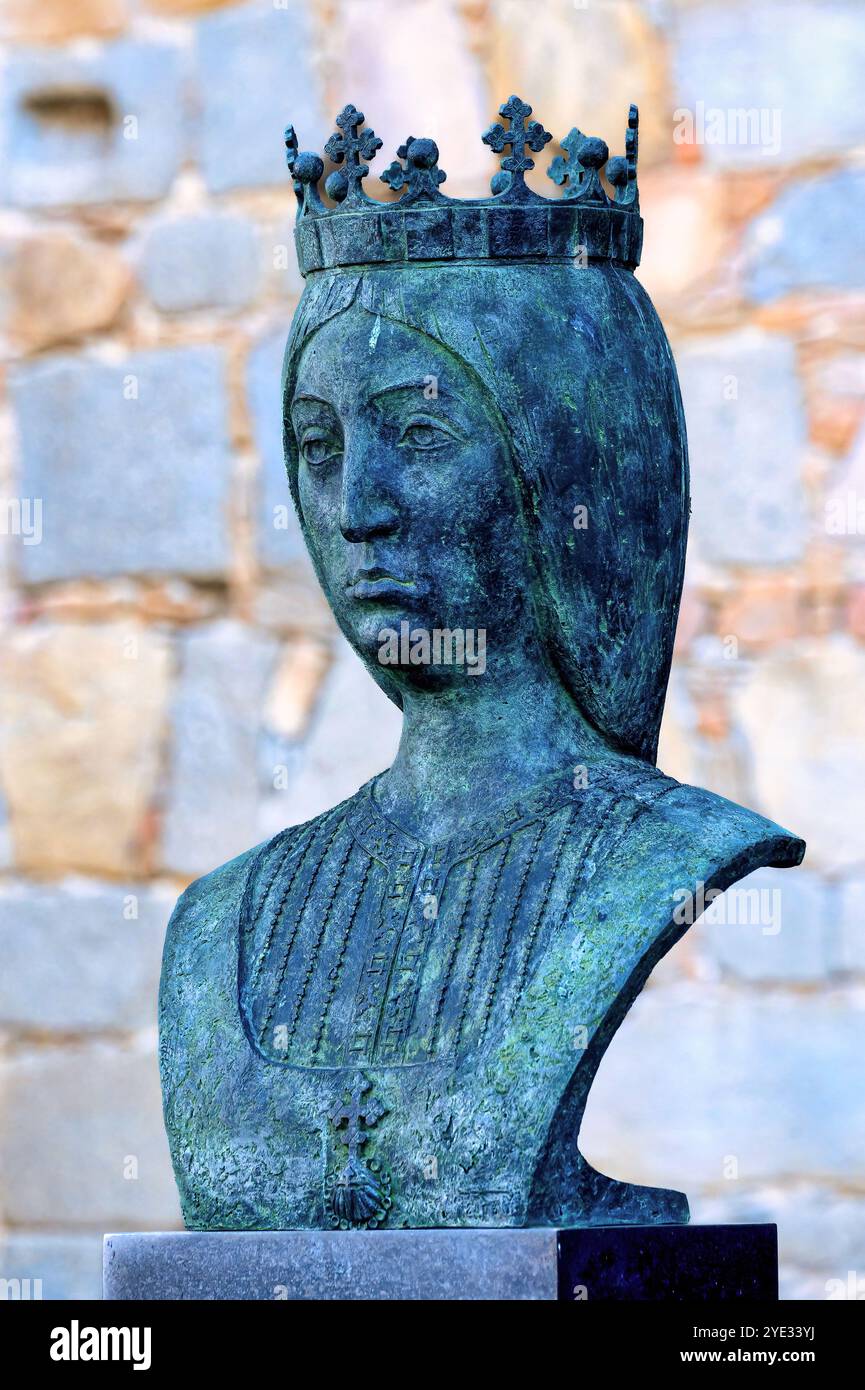 Avila, Spain - October 10, 2024: Metal sculpture of Isabel La Catolica ...