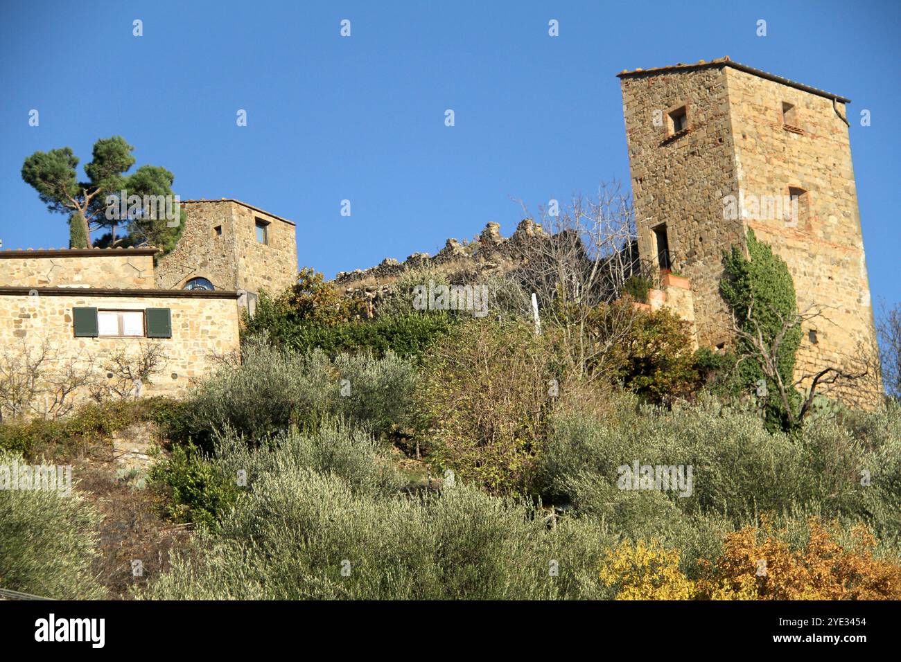 Vestiges of the fortified walls around the medieval village of ...
