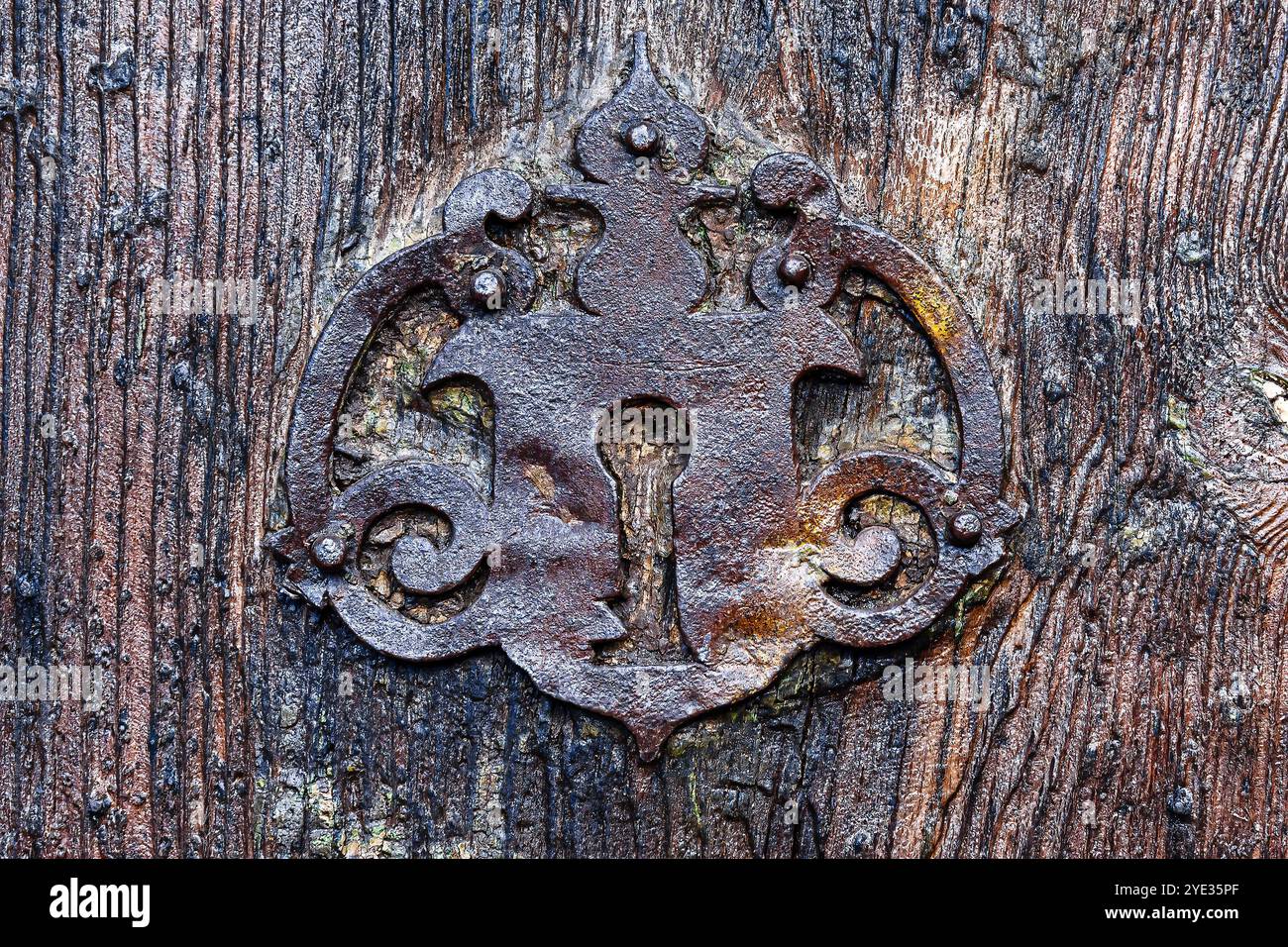 Avila, Spain - February 11, 2023: Ancient metallic keyhole on the ...