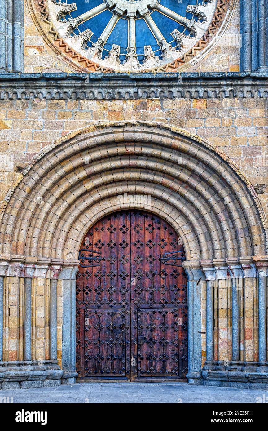 Avila, Spain - February 11, 2023: Ancient entrance door of the medieval ...