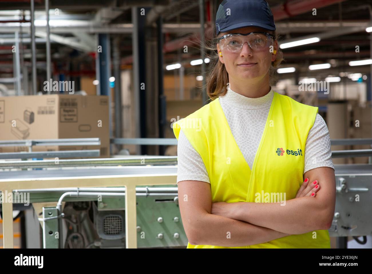 Portrait Female Factory Worker at a Paper Processing Plant in Cuijk ...