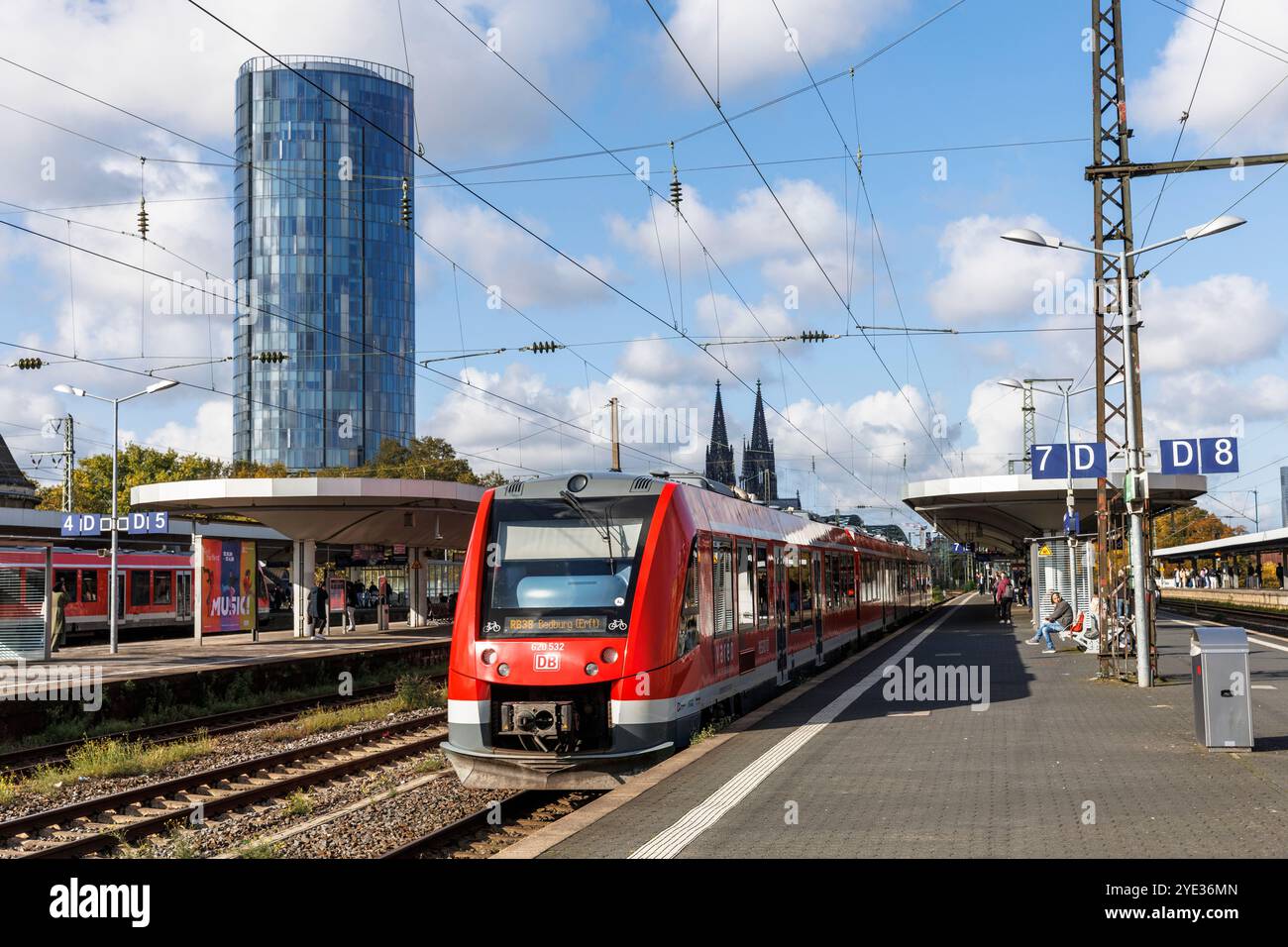 the station Messe-Deutz, CologneTriangle Tower, in the background the ...