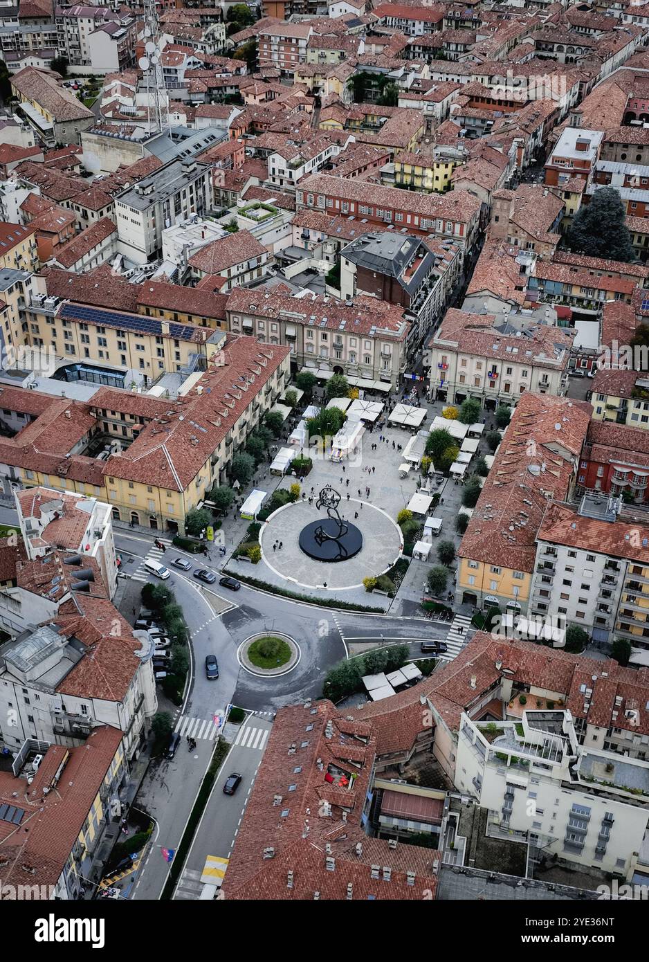 The vibrant town of Alba reveals its charm from above, featuring lush ...