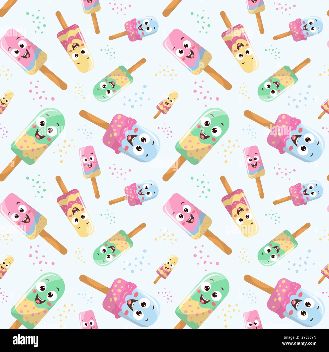 seamless pattern of popsicles on a blue background, vector Stock Vector ...