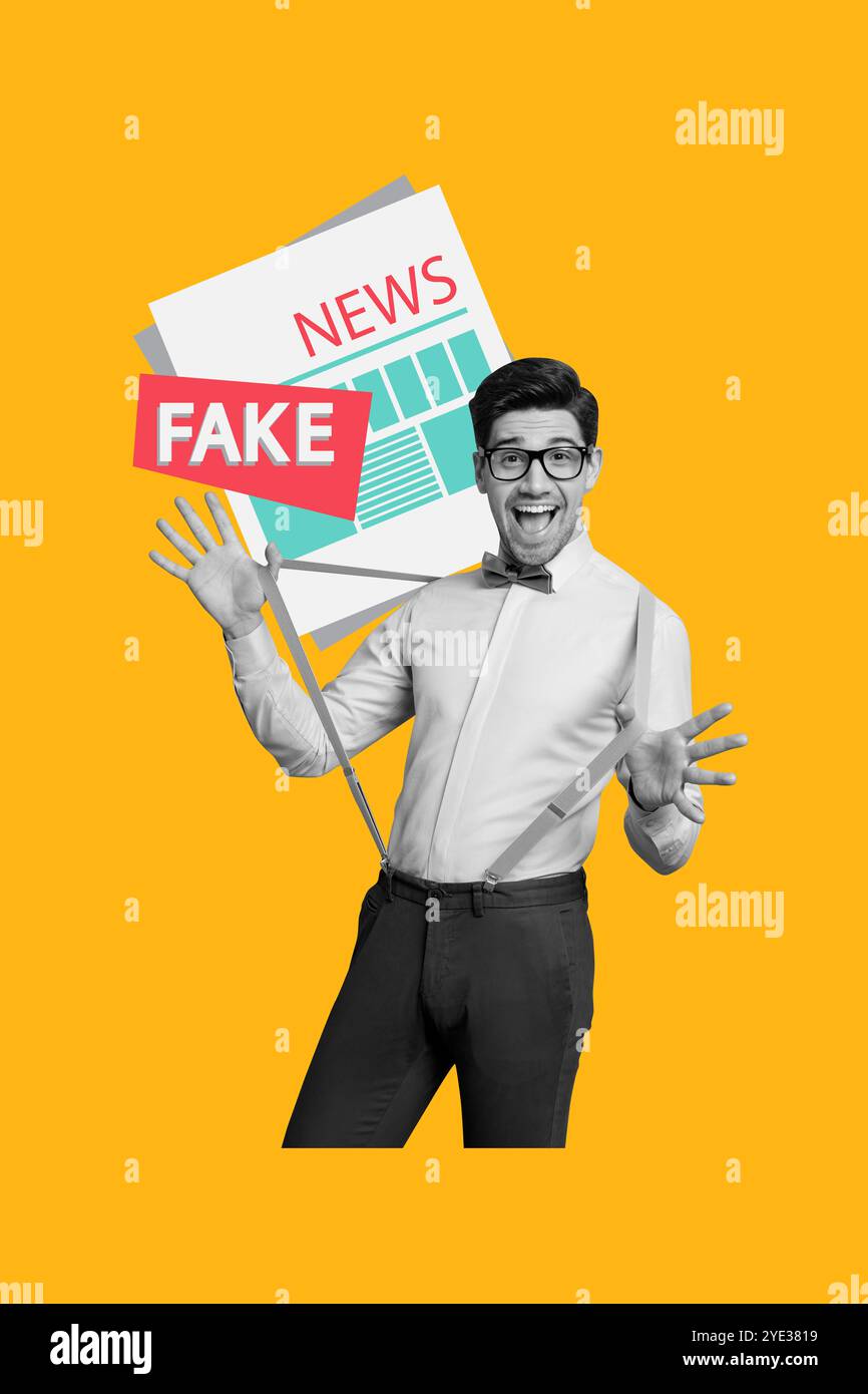 Composite trend artwork sketch image photo collage of young guy retro ...