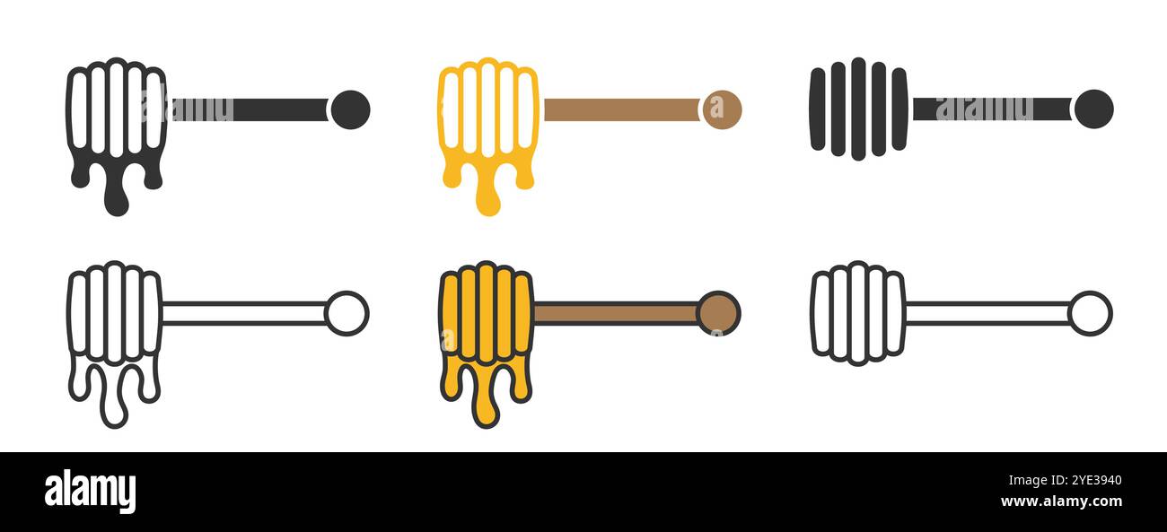 Various Honey spoon icon symbol set. Honey symbol logo sign collection ...