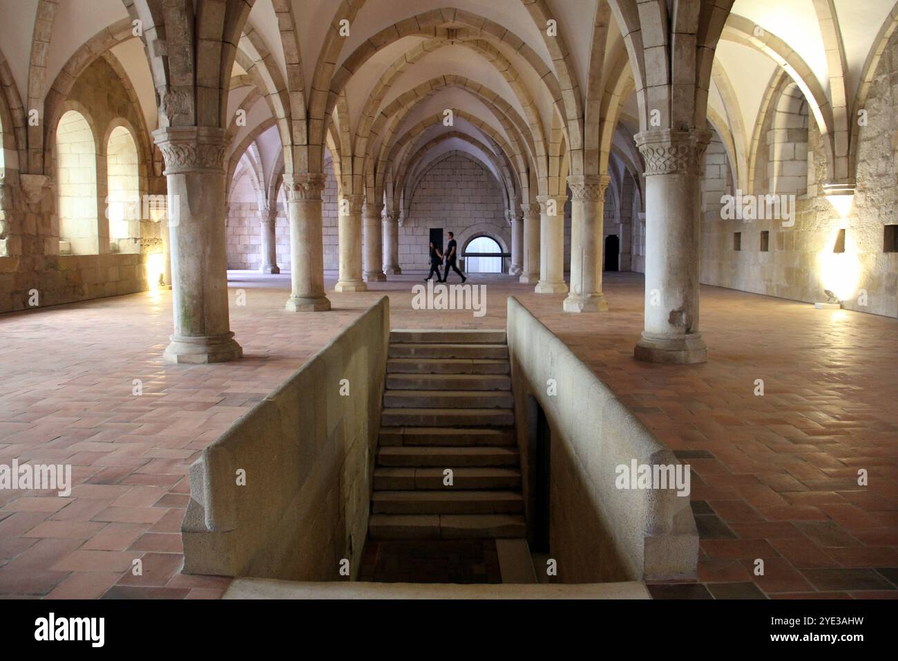 Alcobaca Monastery, interior of the vaulted hall of the monastic ...