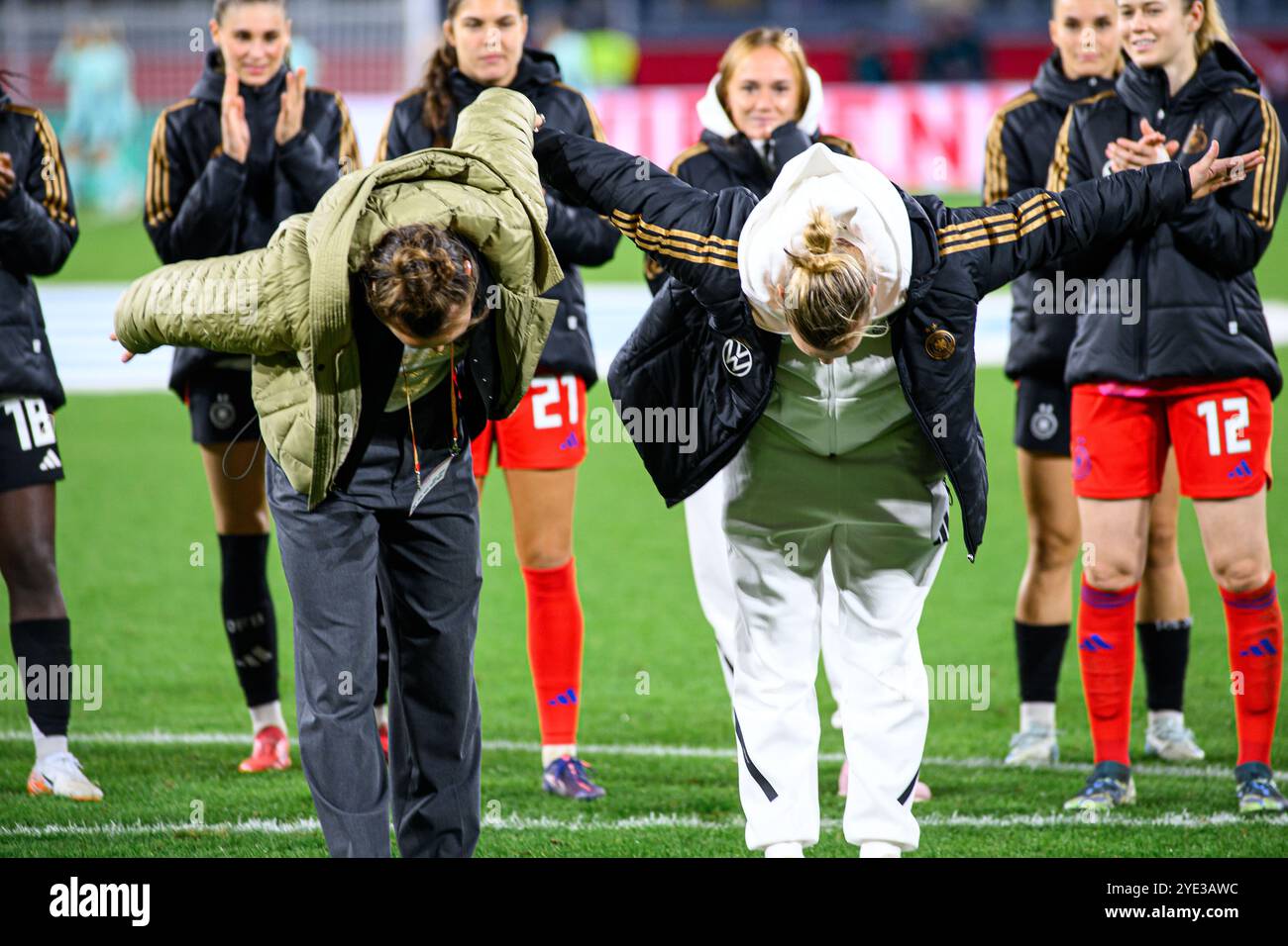 DUISBURG, GERMANY - 28 OCTOBER, 2024: Marina Hegering, Alexandra Popp ...