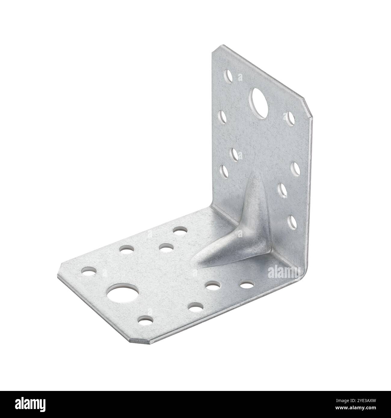 Galvanized metal mounting corner with perforation, isolated on white ...