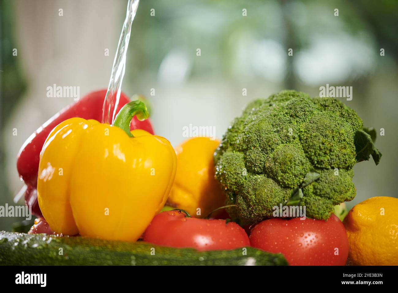 Fresh Vegetables with Water Splashing Moment Stock Photo - Alamy