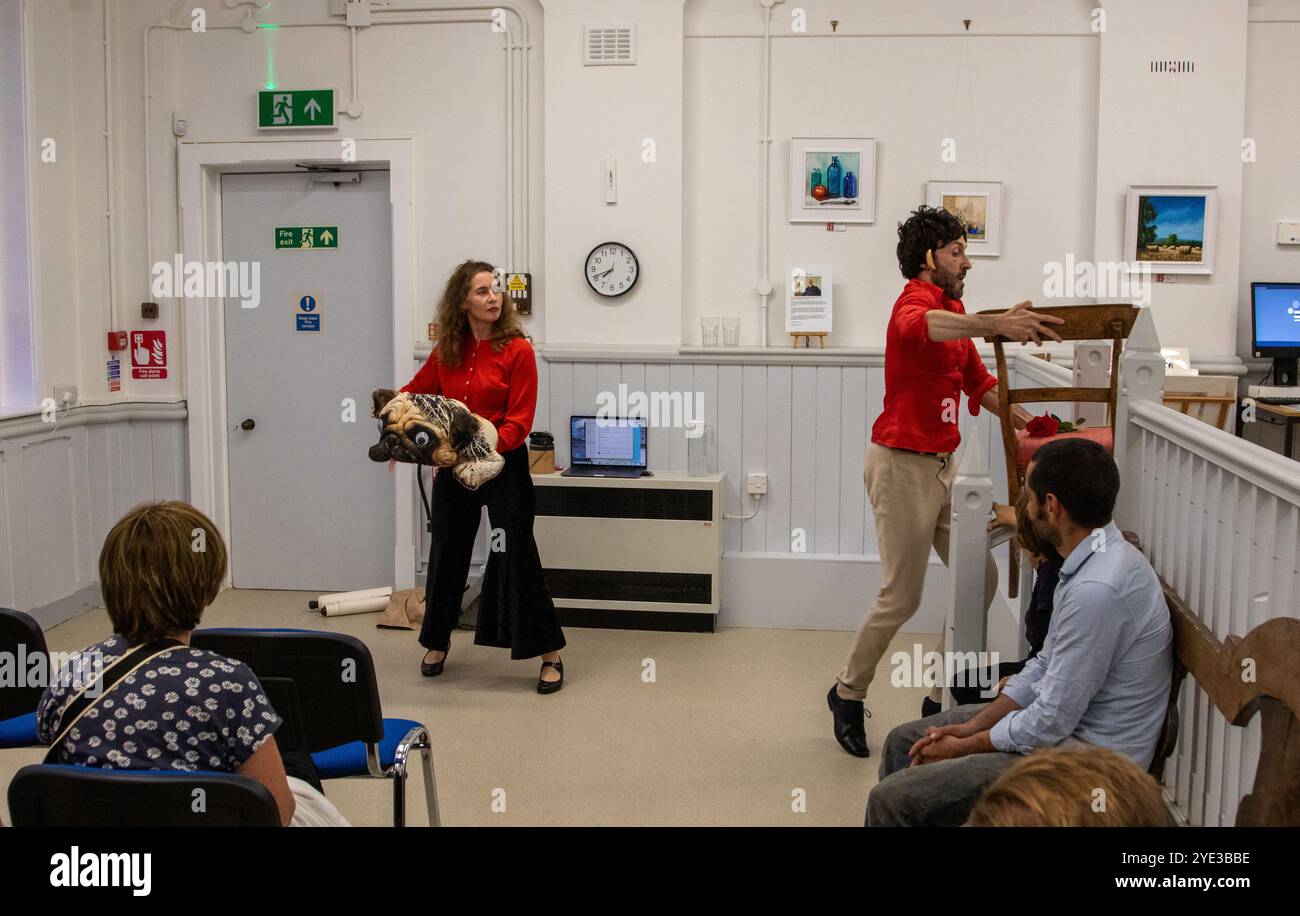 Amy Gibbons and Claudio del Toro as comedy duo Beryl and Clive clowning ...