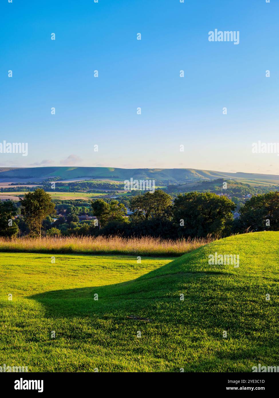 Lewes Golf Club at sunset, Lewes, East Sussex, England, United Kingdom ...