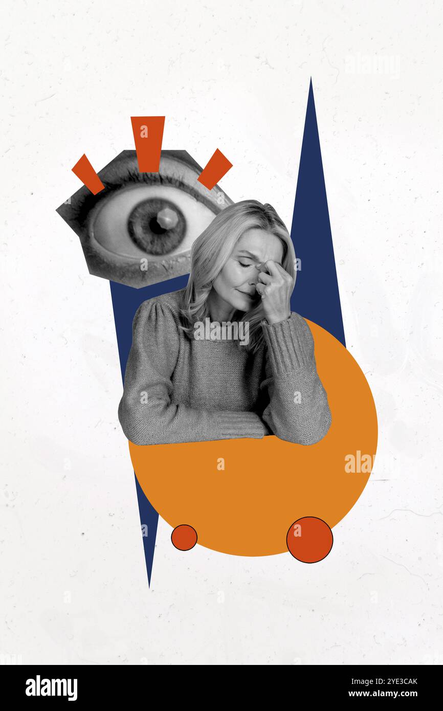 Composite trend artwork sketch image photo collage of aged lady sit ...