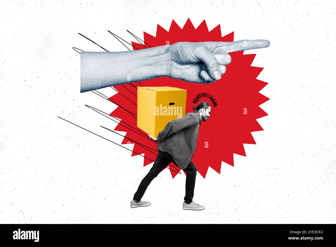 3D photo collage trend artwork sketch image of business boss finger ...