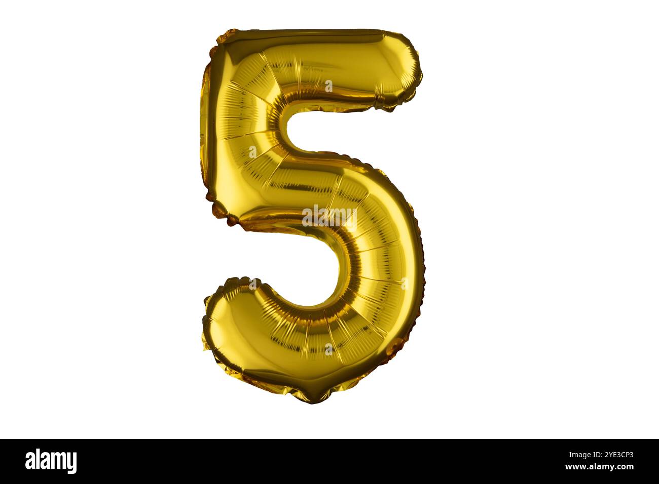 Helium golden balloon number five 5. Isolated on white Stock Photo - Alamy