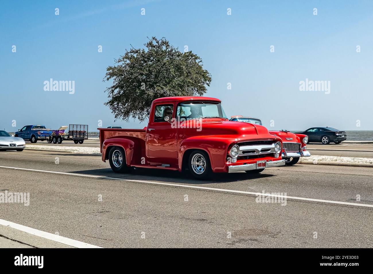 Gulfport, MS - October 04, 2023: Wide angle front corner view of a 1956 ...