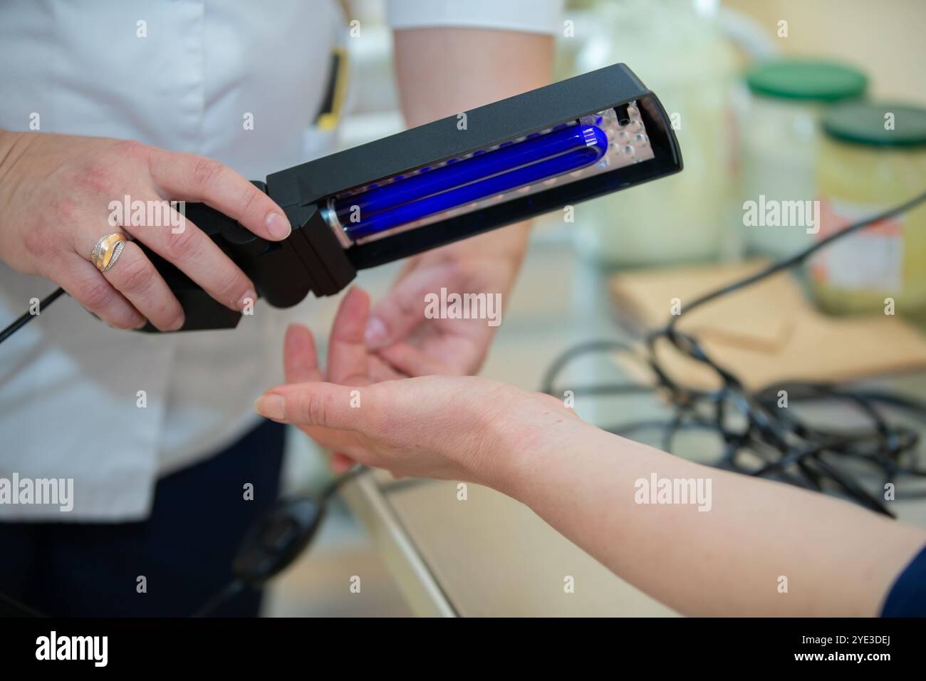 Treatment of psoriasis and skin diseases with blue light from an ...