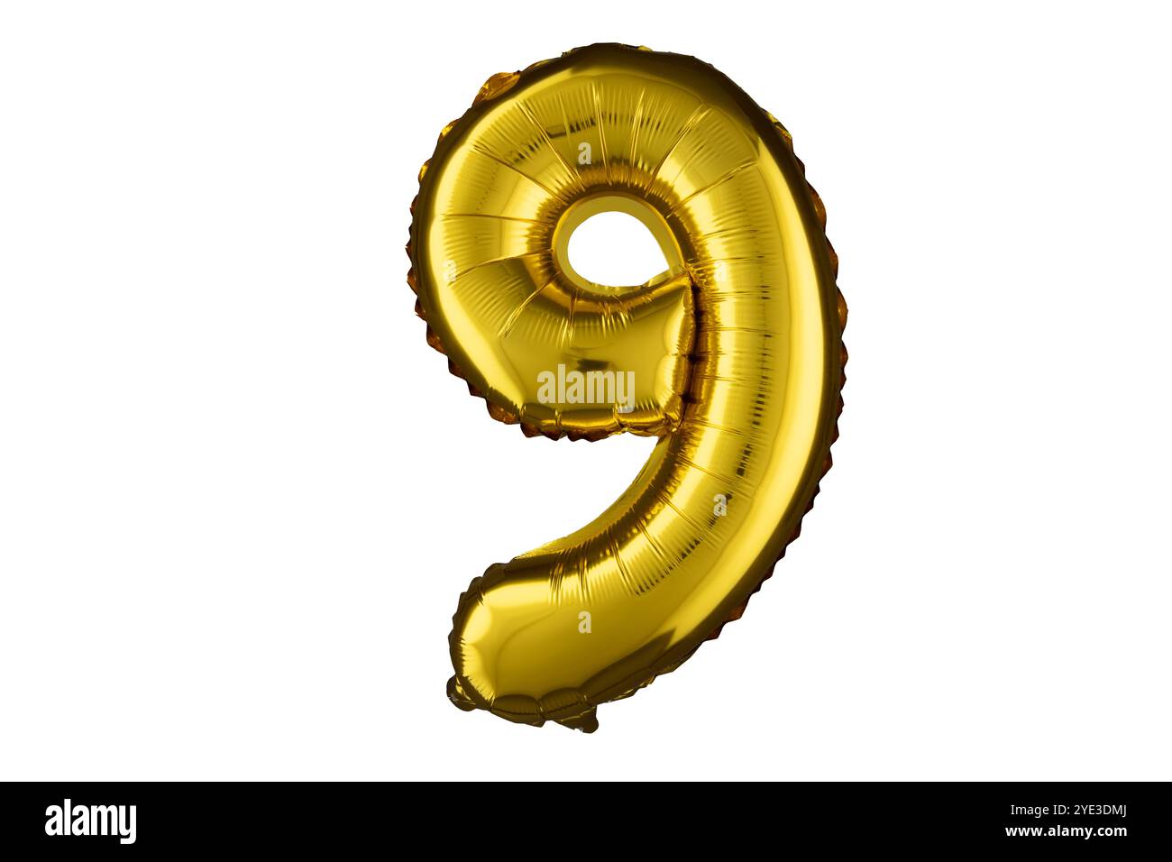 Helium gold balloon number nine 9 isolated on white Stock Photo - Alamy