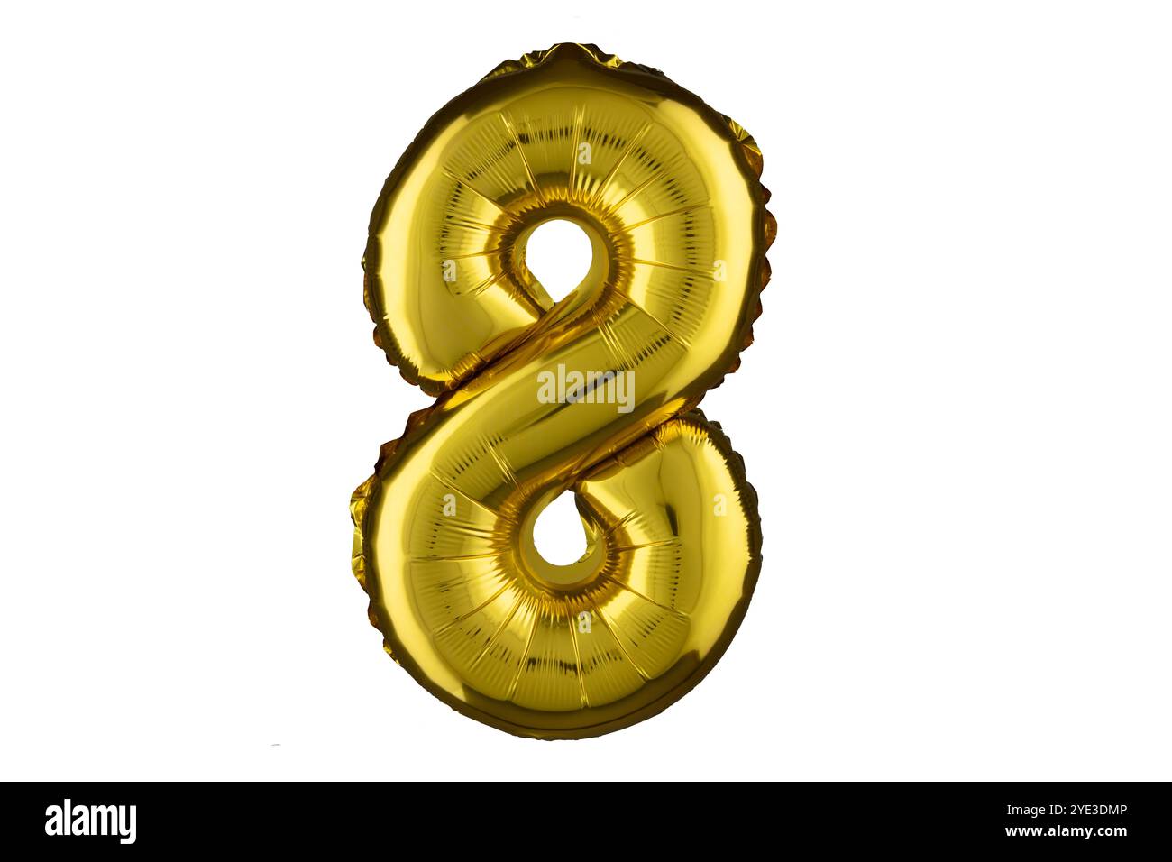 Helium gold balloon number eight 8. Isolated on white Stock Photo - Alamy