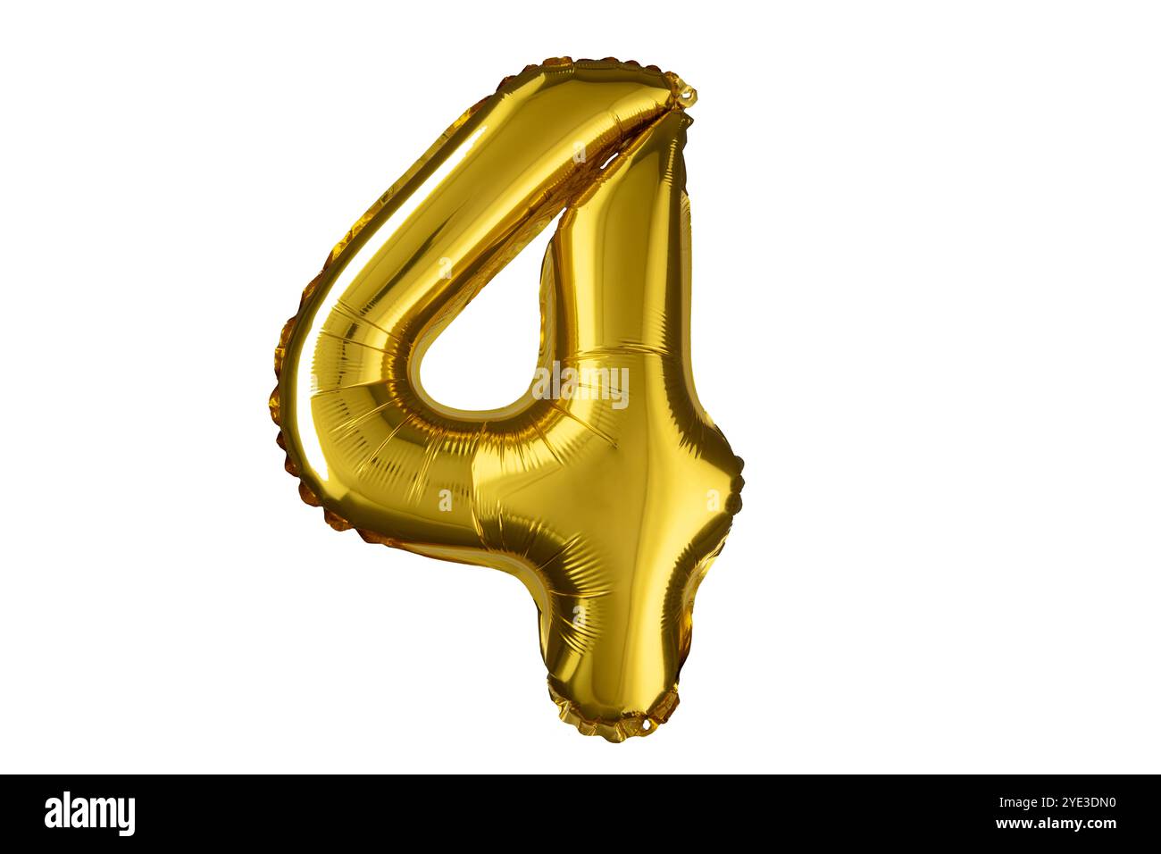 Helium gold balloon number four 4. Isolated on white Stock Photo - Alamy