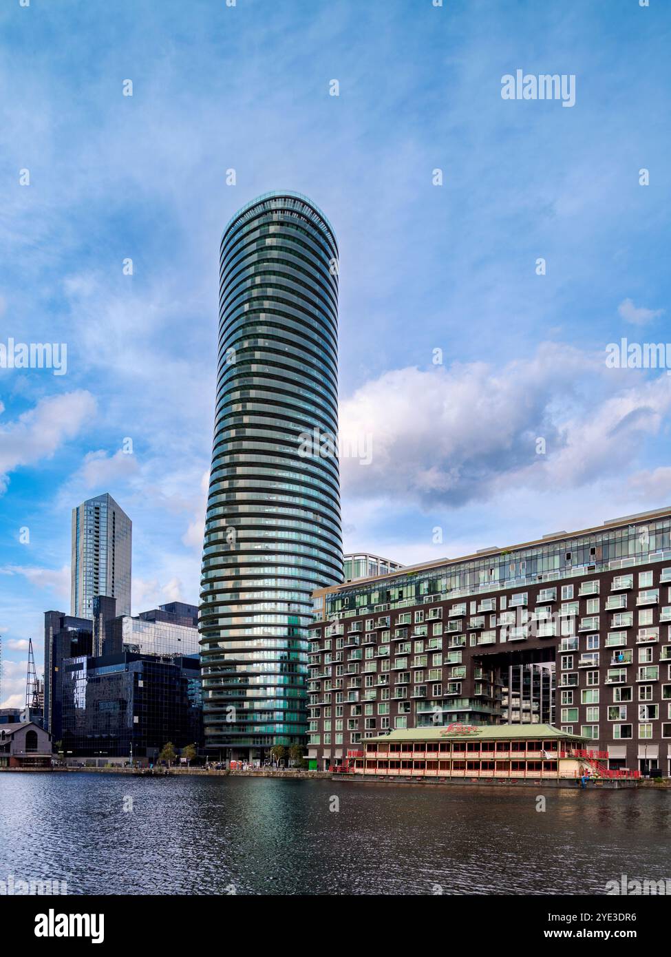 Millwall Inner Dock and Arena Tower, Isle of Dogs, London, England ...