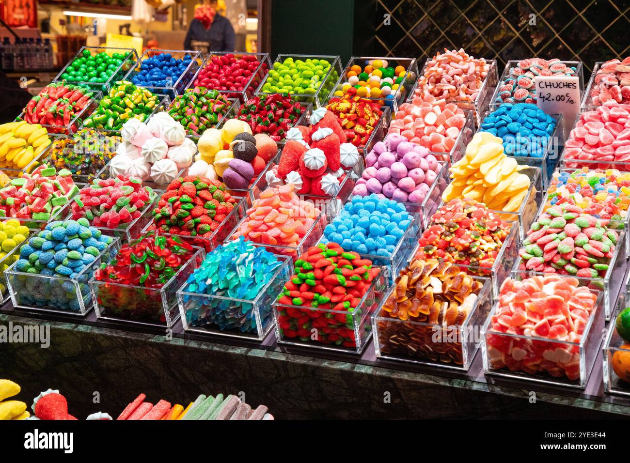 Sweets on display at La Boqueria Market, Las Ramblas, Barcelona ...