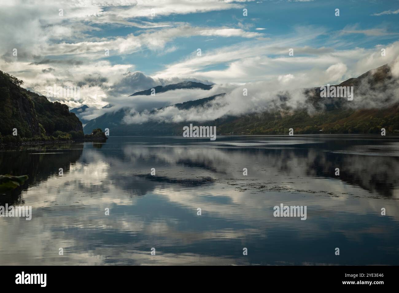 Scotch mist in early morning light, Loch Duich, Highlands, Scotland ...