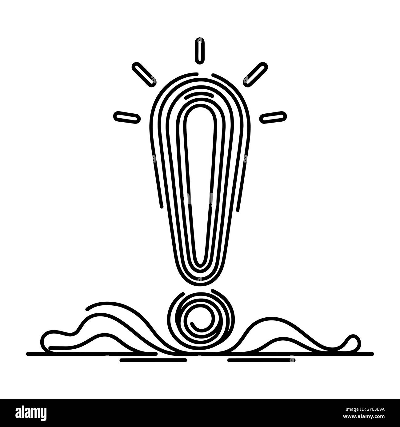 Continuous linear drawing of exclamation mark. One line drawing ...