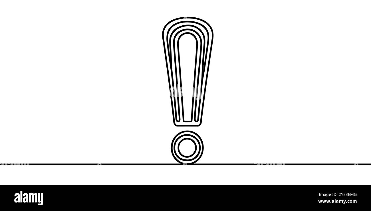 Continuous linear drawing of exclamation mark. One line drawing ...