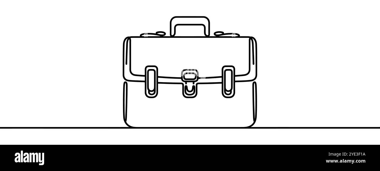 Minimalist illustration of a business briefcase drawn with a single ...