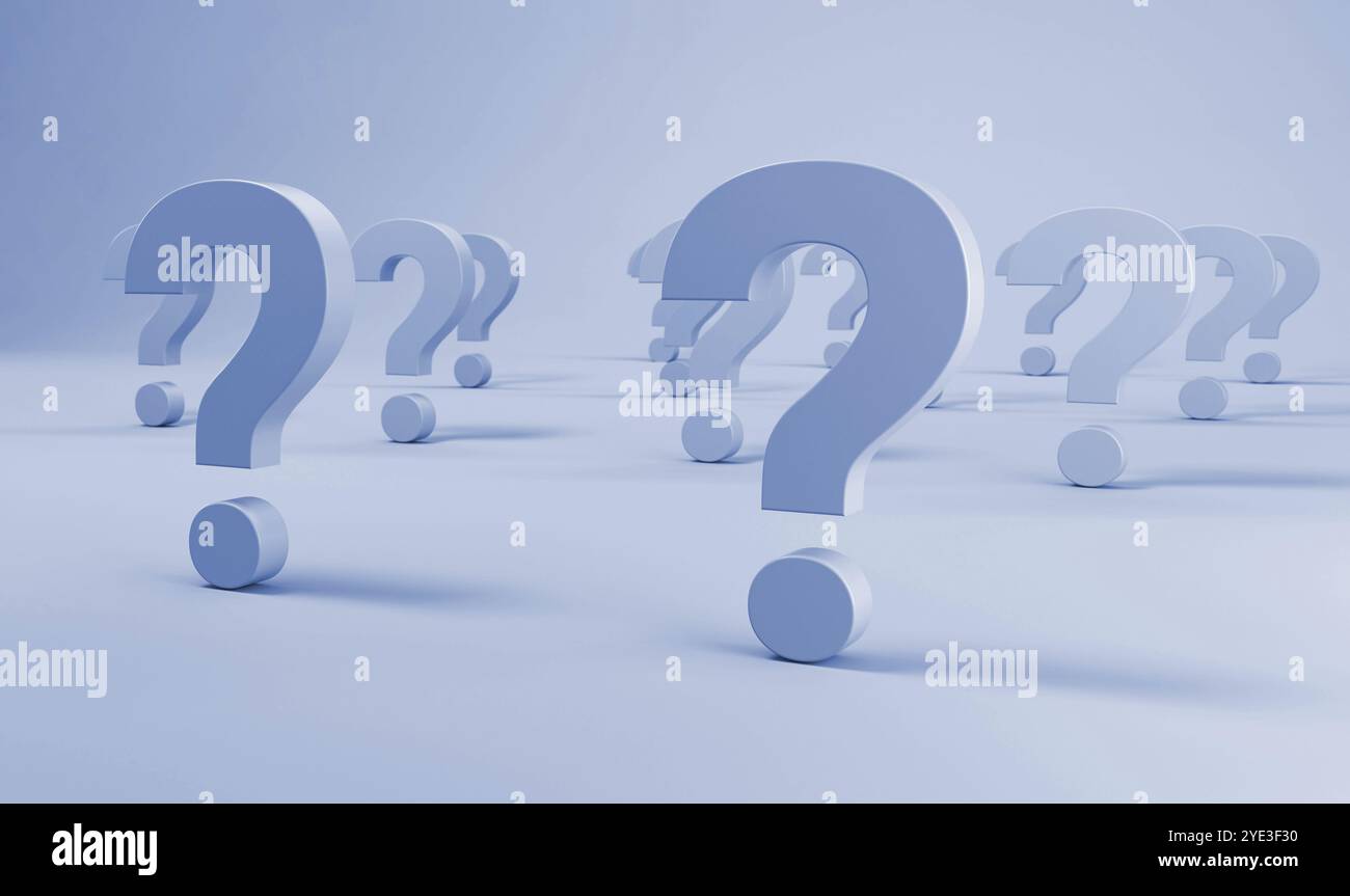 Question marks grid on green background. Sustainability concept. 3D ...