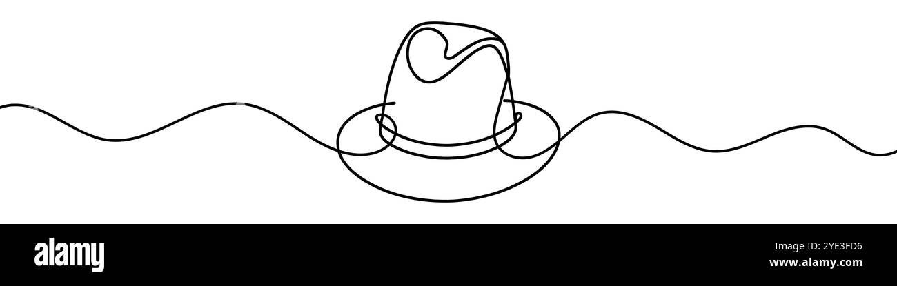 Continuous line is creating a stylish hat in this minimalist vector ...