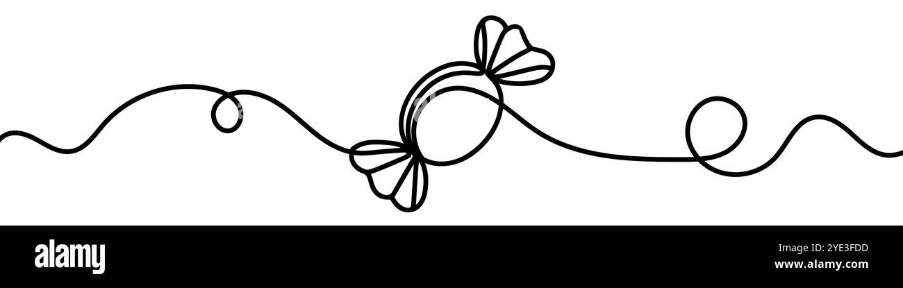 Continuous line drawing a wrapped sweet candy. Vector illustration ...