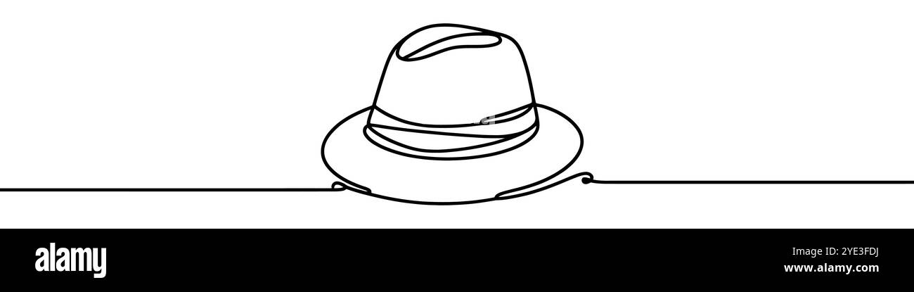 Continuous line is creating a stylish hat in this minimalist vector ...