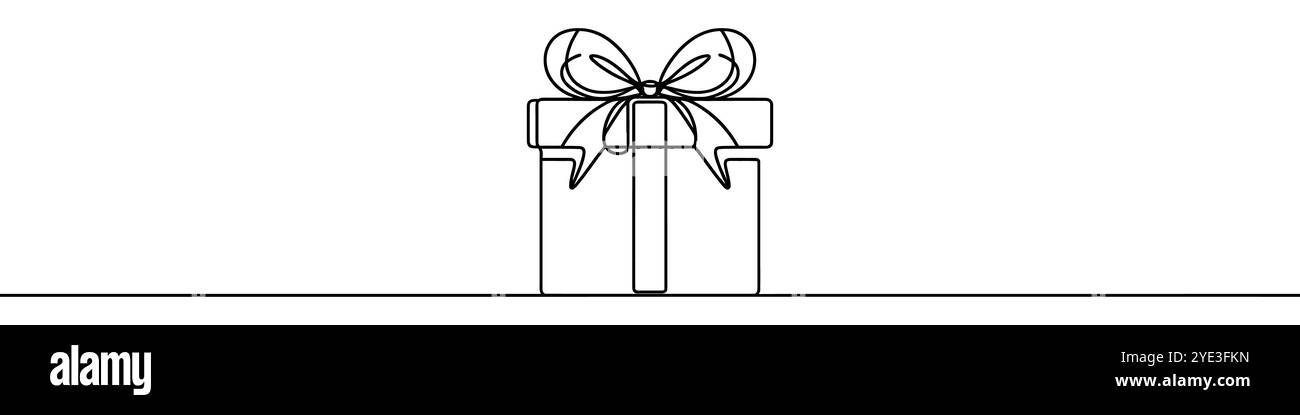 Continuous line drawing of gift box. One line drawing of gift box icon ...