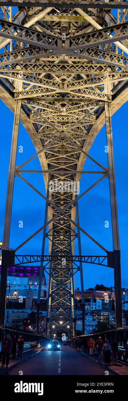 Porto, Portugal - Mai 28, 2024 - Lower level of iconic arched iron ...