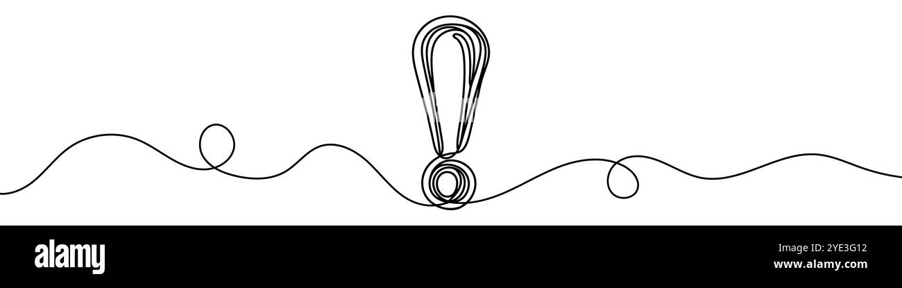 Continuous linear drawing of exclamation mark. One line drawing ...