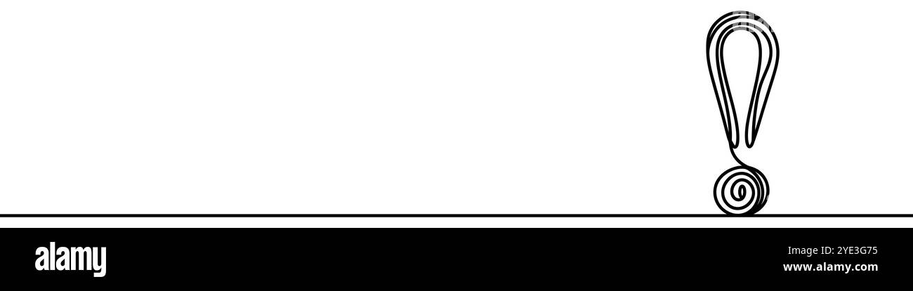 Continuous linear drawing of exclamation mark. One line drawing ...