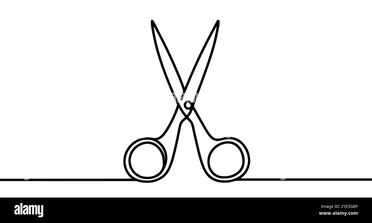 Minimalist vector illustration representing a pair of scissors, using a ...