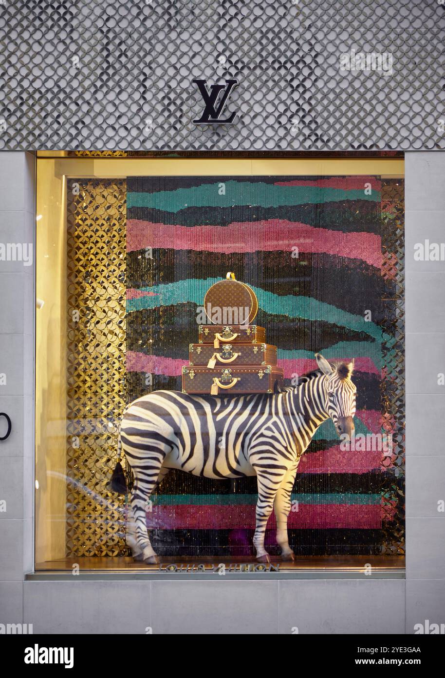 Louis Vuitton shop window display, New Bond Street, London Stock Photo ...