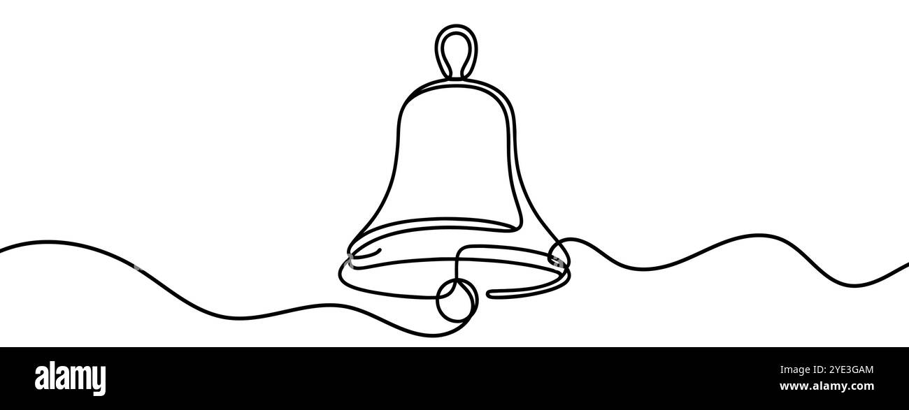 Minimalist vector illustration of a bell drawn with one single line ...