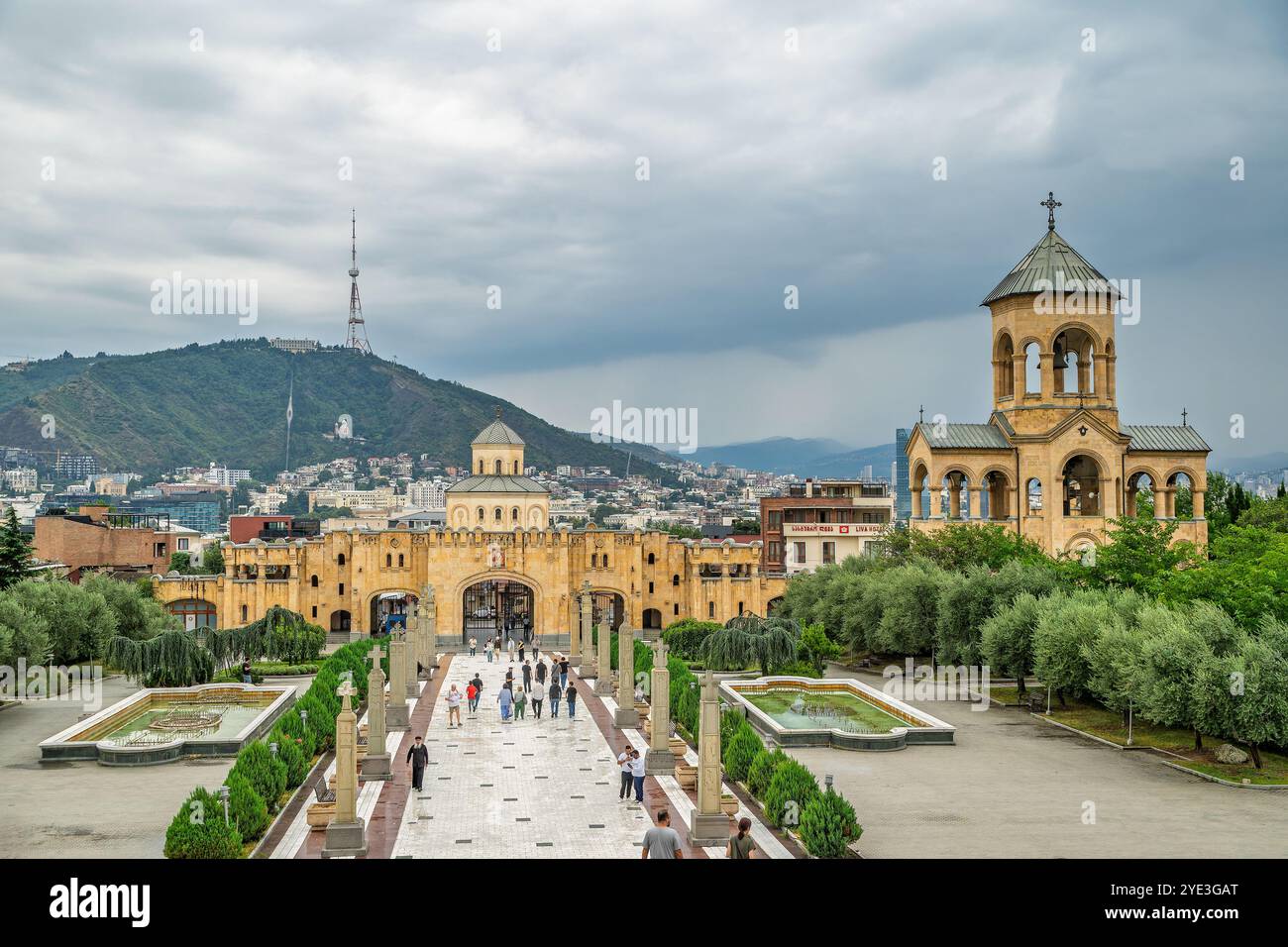 Tsminda Sameba (Holy Trinity) Cathedral in Tbilisi. The center of ...