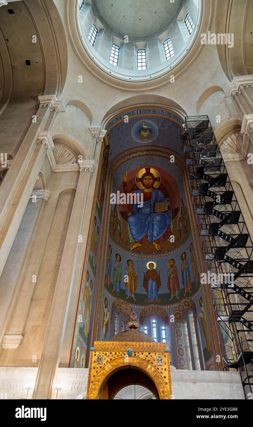 Inside the Holy Trinity Cathedral of Tbilisi, commonly known as Sameba ...