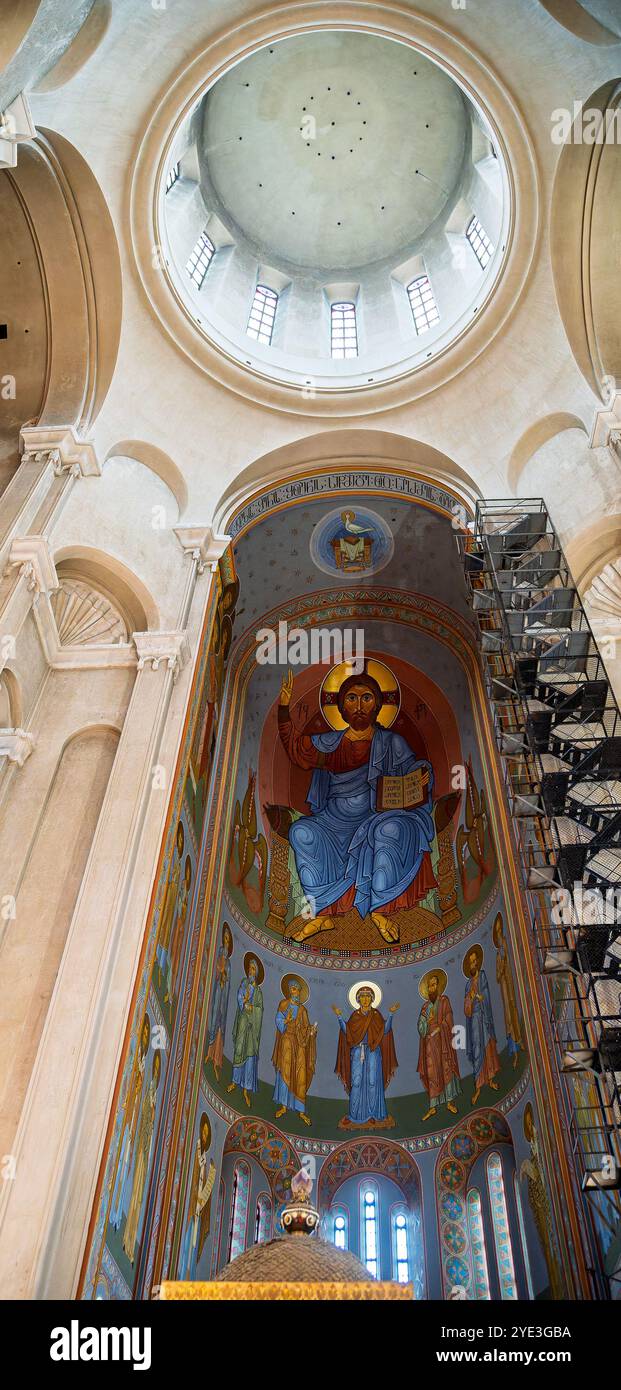 Inside the Holy Trinity Cathedral of Tbilisi, commonly known as Sameba ...