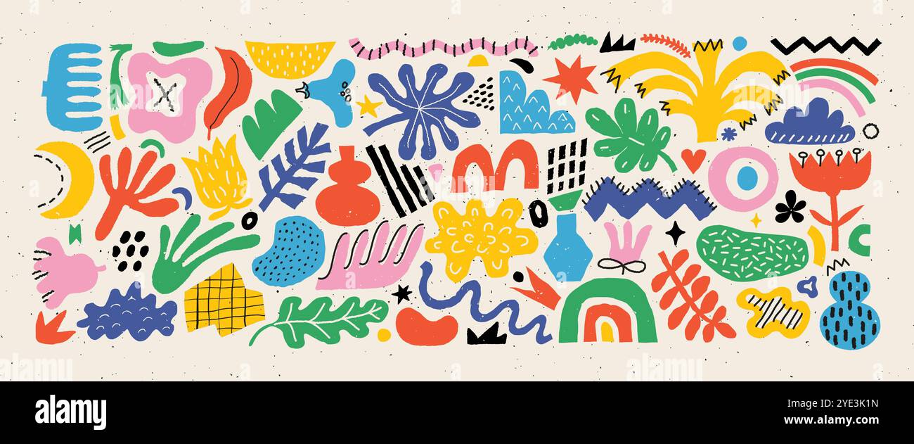 Abstract set of various shapes, figures and freeform blobs. Modern trendy vector sticker set of ...