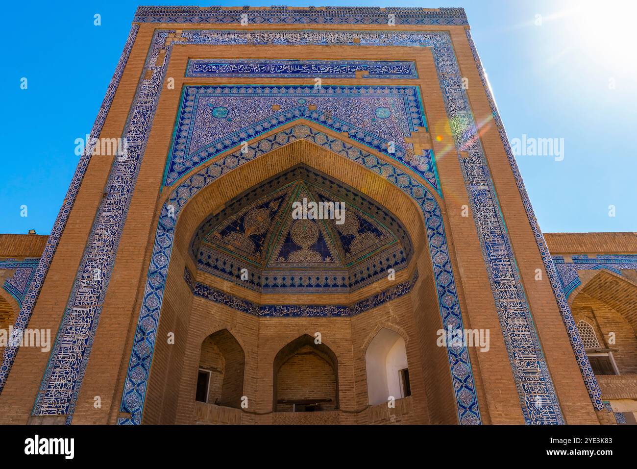 Richly decorated portal of Madrassah is facing west. Allakuli Khan ...