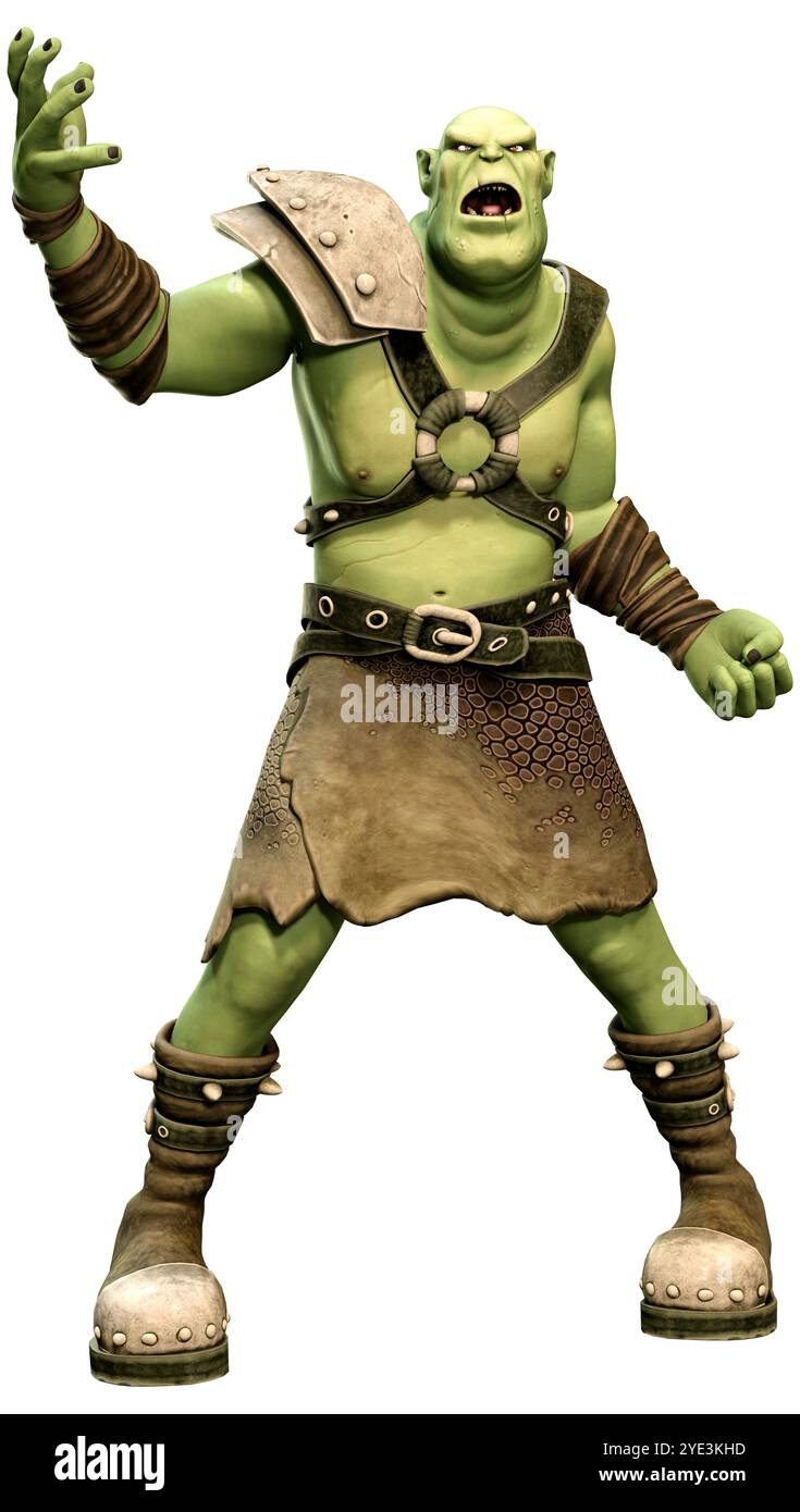 3D rendering of a fantasy monster orc isolated on white background ...