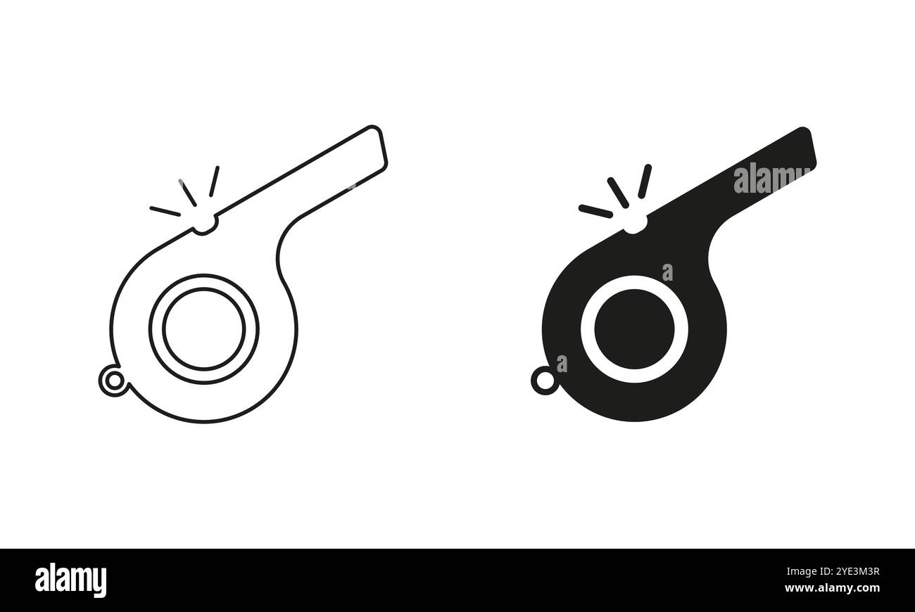 Whistle Line and Silhouette Icon for Referee or Sports Equipment ...