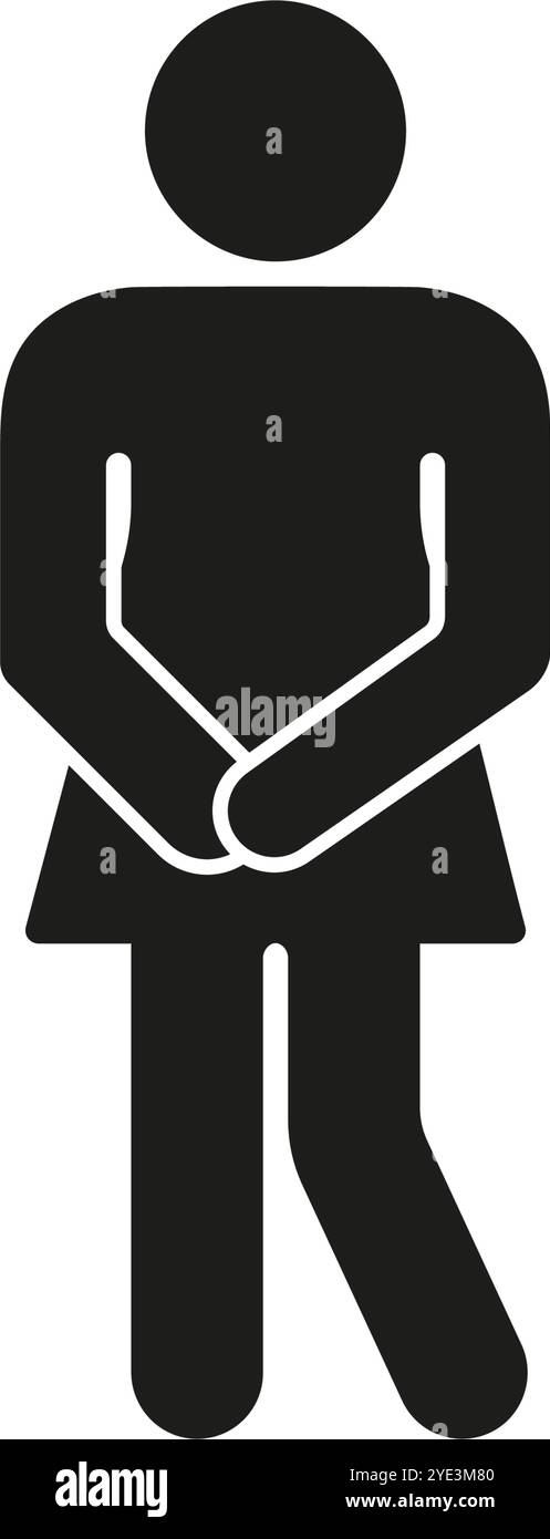 Woman in Need of Toilet. Female Restroom Symbol. Human Figure Standing ...