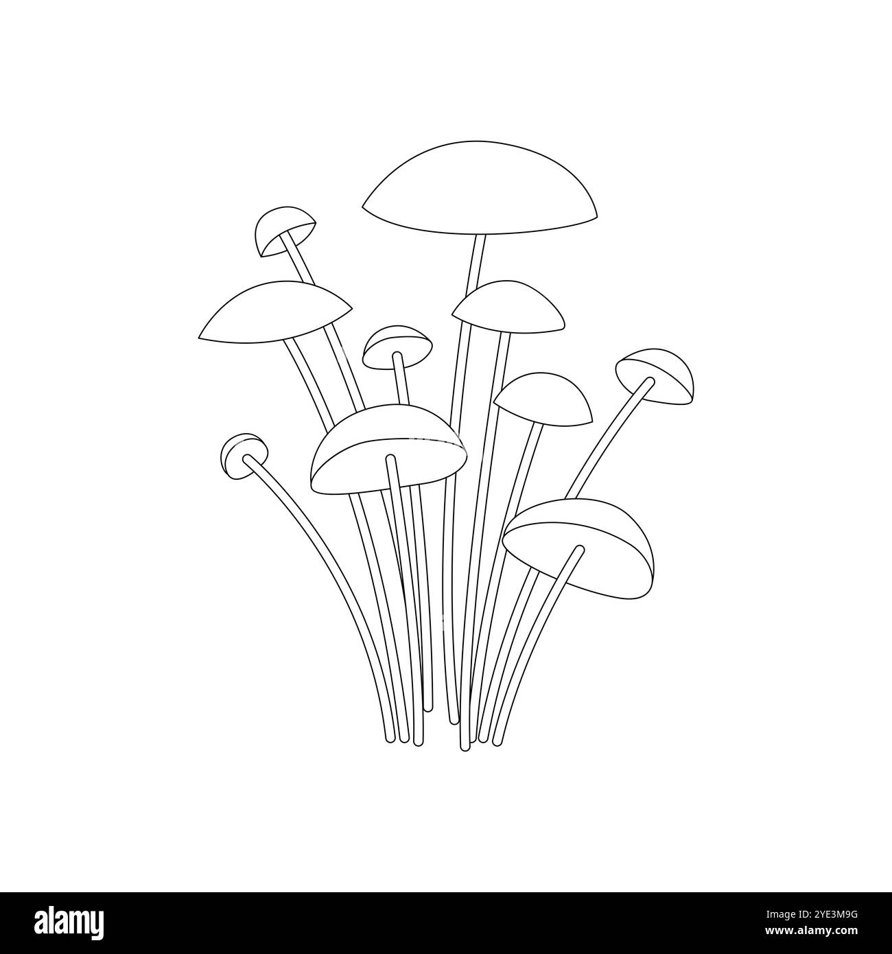 Groovy line psychedelic honey mushrooms family, cute fungus group ...